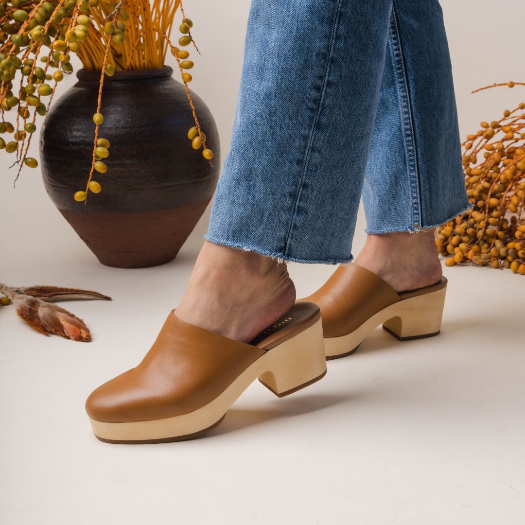 Handcrafted Brown Leather Clog | Gloria Clog | Ma'am Los Angeles